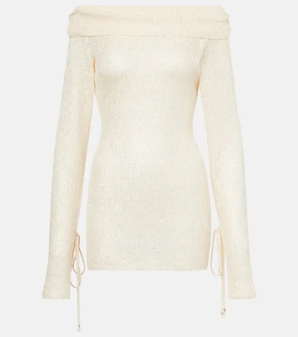 BANANHOT Rory Sequined Knitted Minidress - White