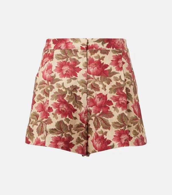 Posse Rosalie Floral Linen Shorts - Red