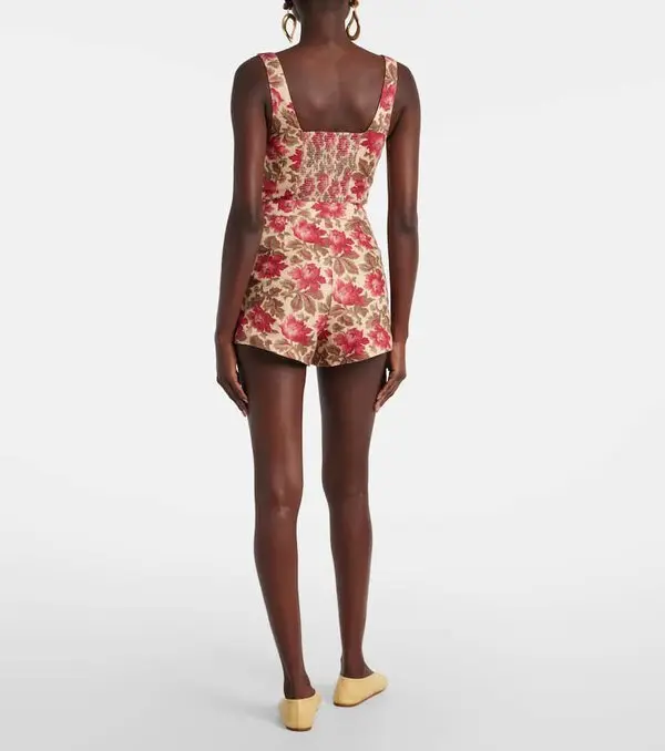 Posse Rosalie Floral Linen Shorts - Red