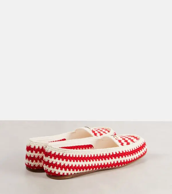 Prada Striped Crochet Ballet Flats