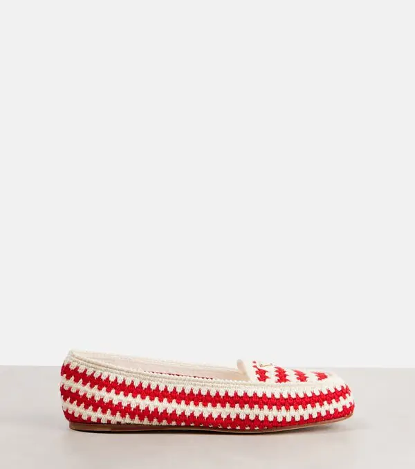 Prada Striped Crochet Ballet Flats