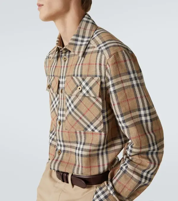 Burberry Check Cotton And Linen Shirt