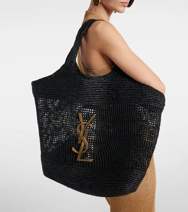 Saint Laurent Icare Maxi Crochet Raffia Shopper
