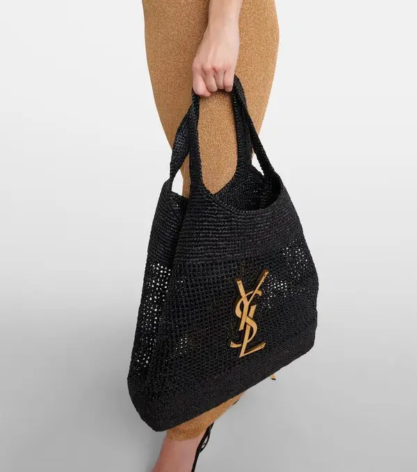 Saint Laurent Icare Maxi Crochet Raffia Shopper