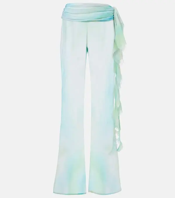 BANANHOT Shawn Ruffled Flared Pants - Green