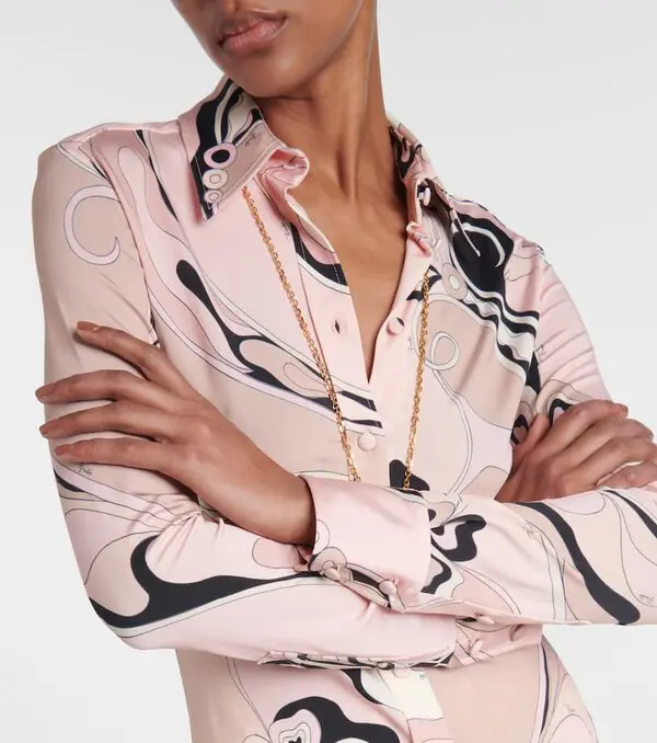Emilio Pucci Orchidee Satin Jersey Shirt - Pink