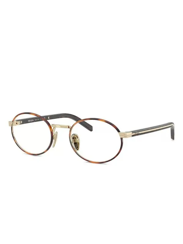 Prada Tortoiseshell-effect Oval-frame Glasses