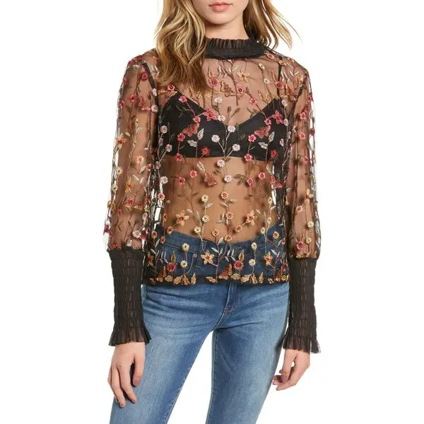 Endless Rose Embroidered Mesh Top