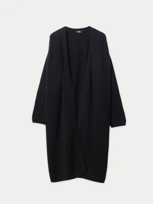 Gobi Cashmere Long Maternity Cashmere Robe - Black