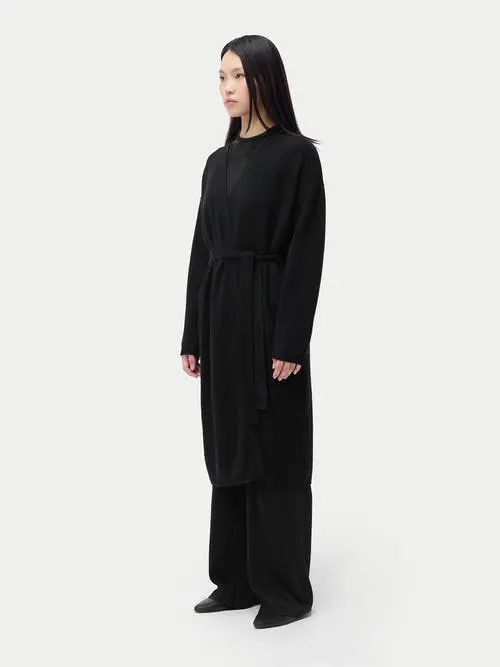 Gobi Cashmere Long Maternity Cashmere Robe - Black