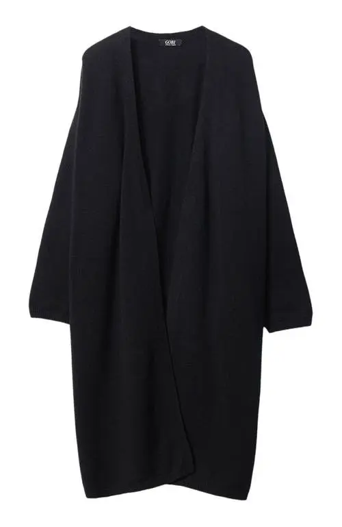 Gobi Cashmere Long Maternity Robe - Black
