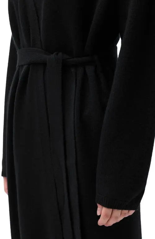Gobi Cashmere Long Maternity Robe - Black