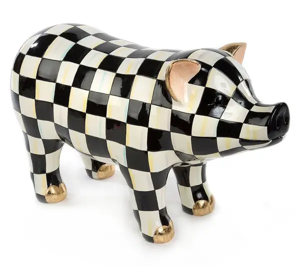 MACKENZIE-CHILDS Courtly Check Pig Figurine - One-color
