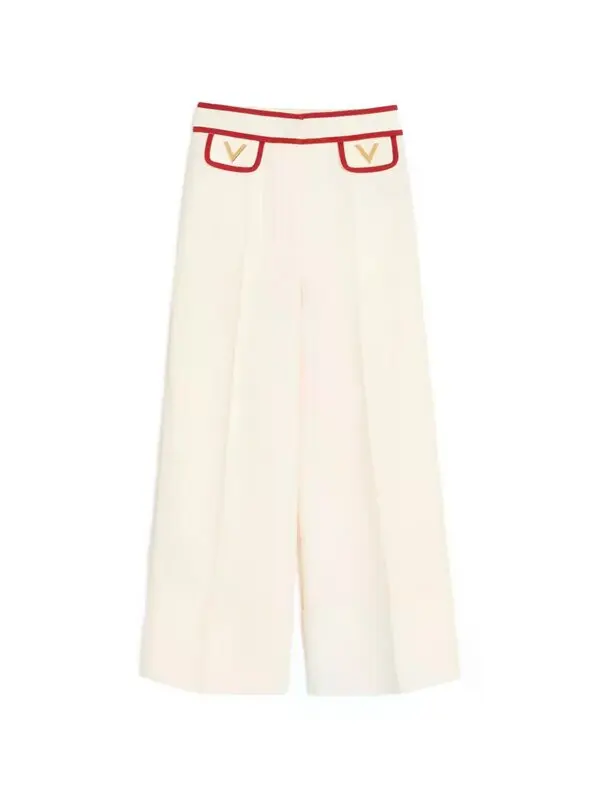 Valentino Garavani Crepe Couture Wide Leg Trousers - Neutrals