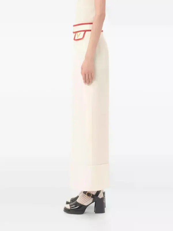 Valentino Garavani Crepe Couture Wide Leg Trousers - Neutrals