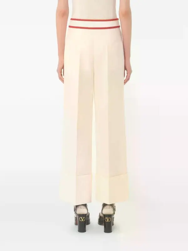 Valentino Garavani Crepe Couture Wide Leg Trousers - Neutrals