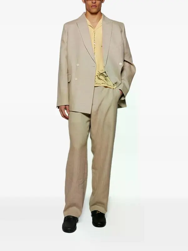 BODE Linen Double-breasted Blazer - Neutrals