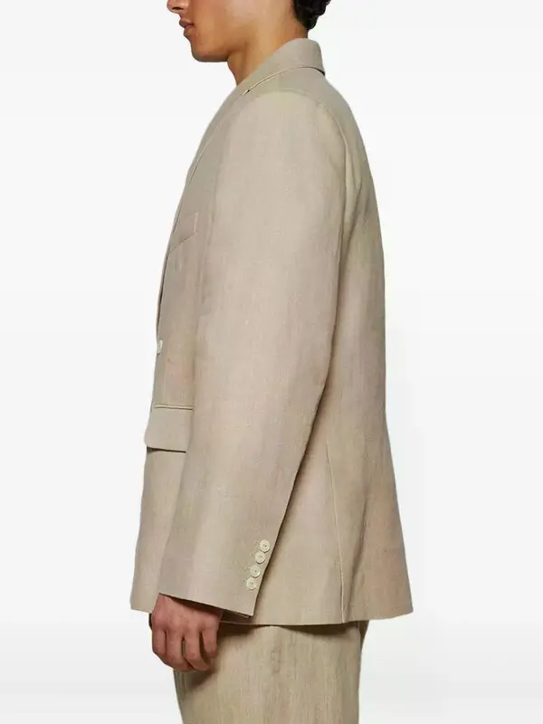 BODE Linen Double-breasted Blazer - Neutrals