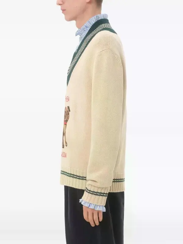 Valentino Garavani Le Chien De La Maison Jacquard Wool Sweater - Neutrals