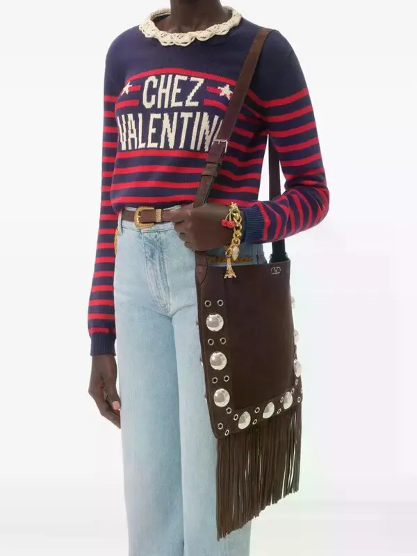 Valentino Garavani Striped Sweater With Lace Trim