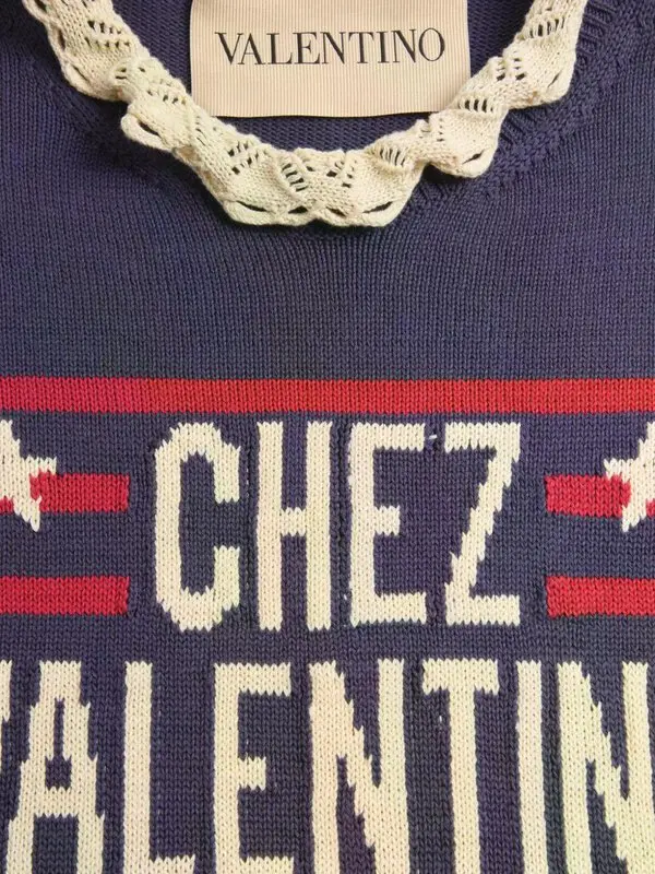 Valentino Garavani Striped Sweater With Lace Trim