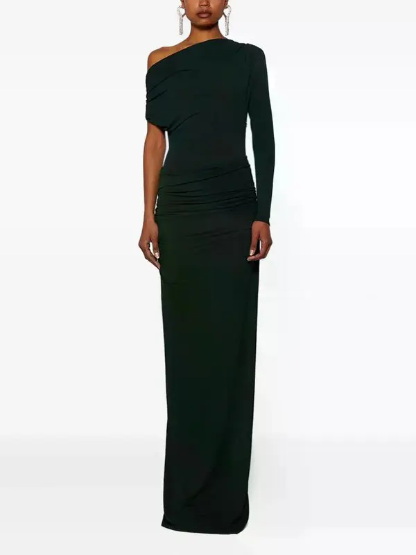alex perry green dress Alex Perry Strapless Longline Draped Column