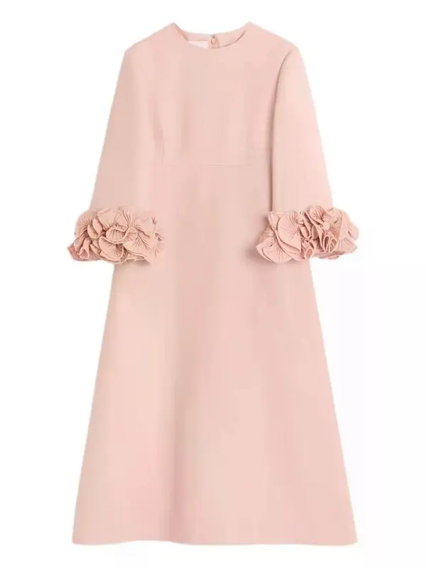 Valentino Garavani Crepe Couture Midi Dress With Ruffled Georgette Sleeves - Pink
