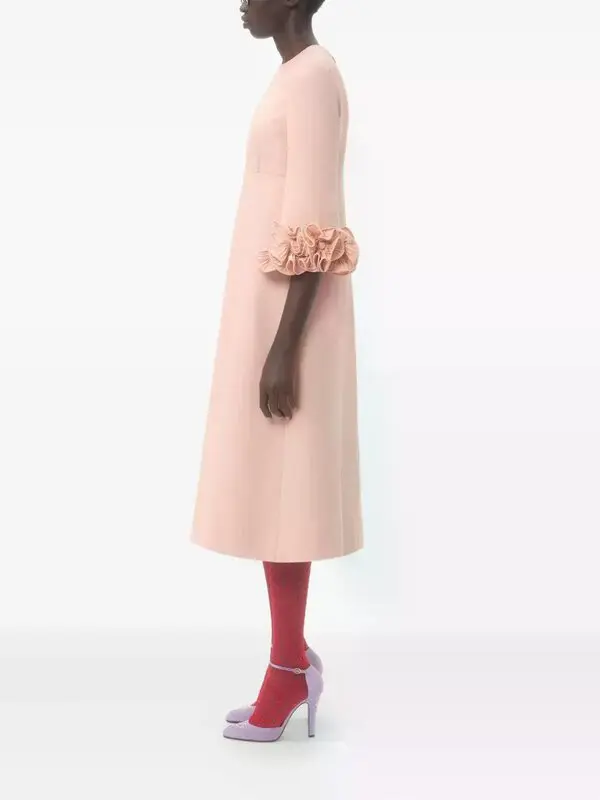 Valentino Garavani Crepe Couture Midi Dress With Ruffled Georgette Sleeves - Pink