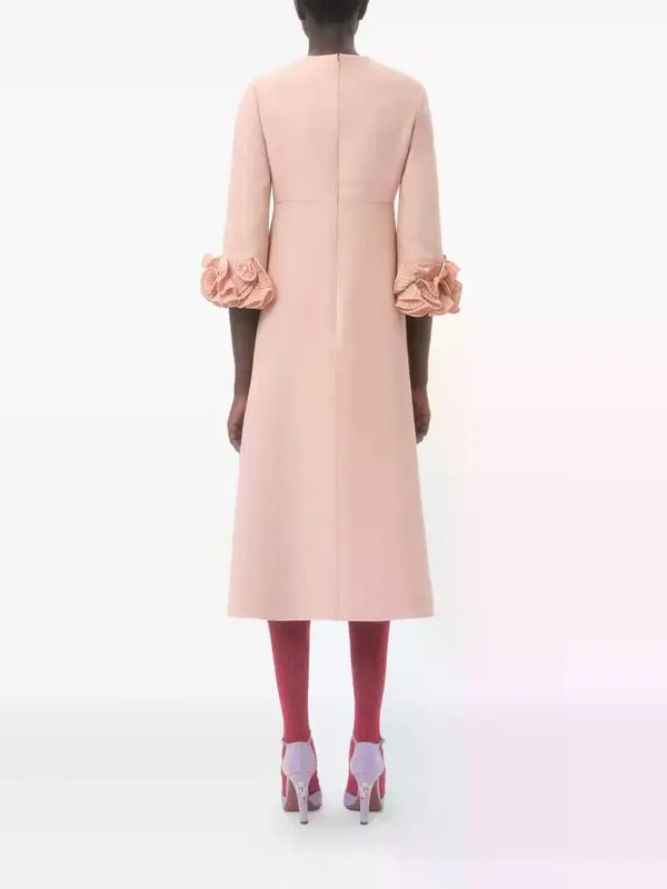 Valentino Garavani Crepe Couture Midi Dress With Ruffled Georgette Sleeves - Pink