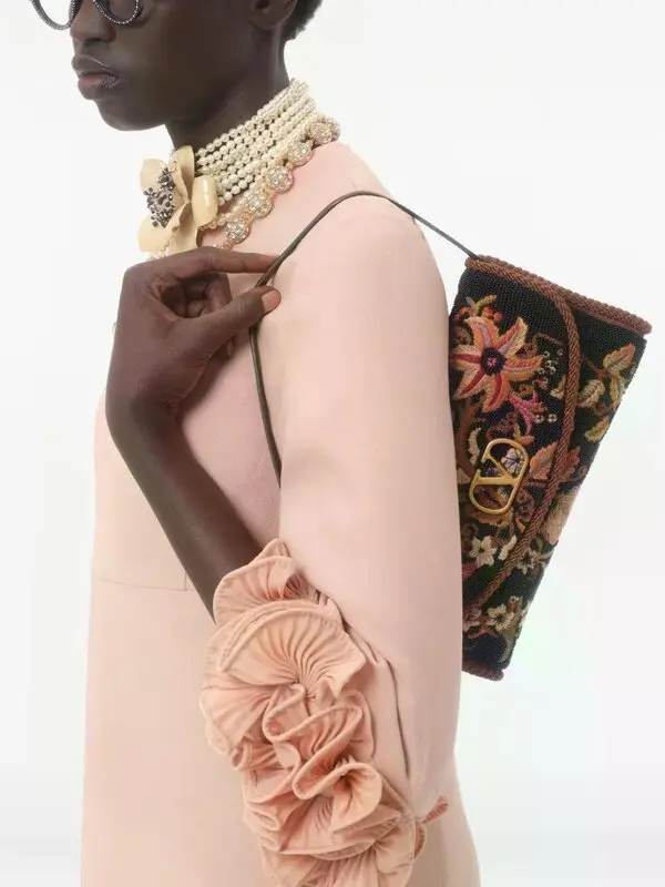Valentino Garavani Crepe Couture Midi Dress With Ruffled Georgette Sleeves - Pink
