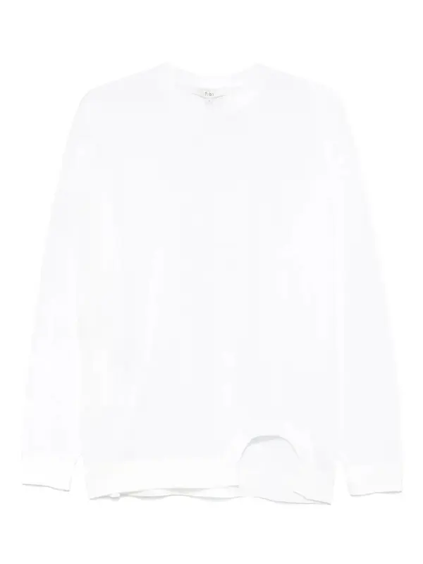 Tibi Cut-out Crew Neck Sweater - White