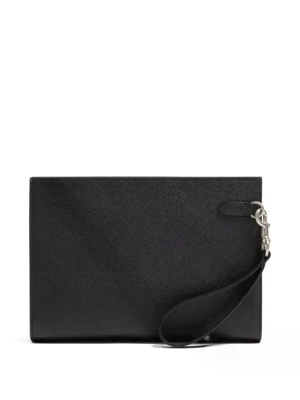 Valentino Garavani Vlogo Signature Grainy Calfskin Pouch - Black
