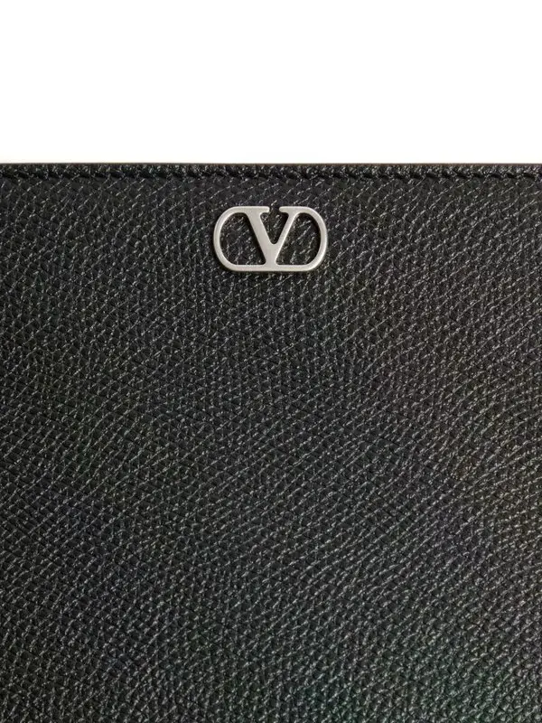 Valentino Garavani Vlogo Signature Grainy Calfskin Pouch - Black