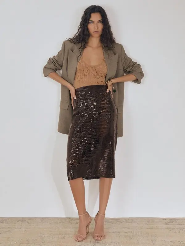 REISS Laser-cut Pencil Skirt