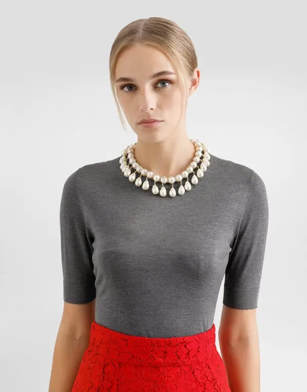 Dolce & Gabbana Choker With Spheres, Teardrop Details, And Dg Logo