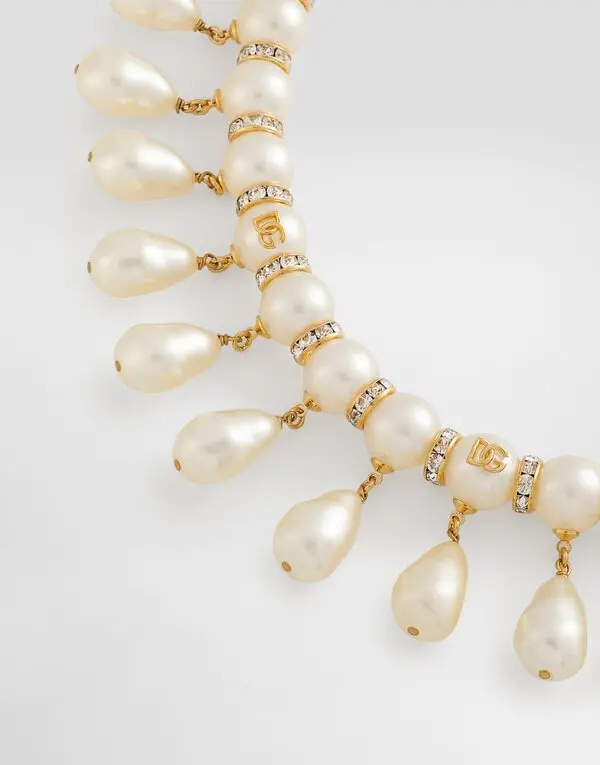Dolce & Gabbana Choker With Spheres, Teardrop Details, And Dg Logo