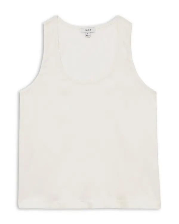 REISS Ruby Mixed Media Tank Top - White