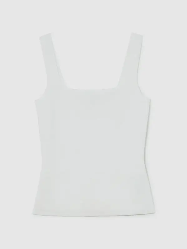 REISS Fion Square-neck Compact-knit Vest - White