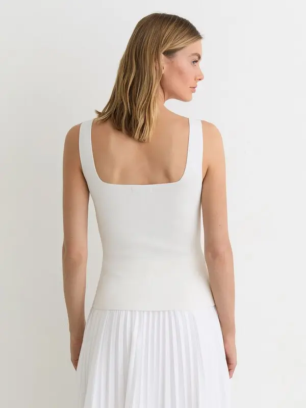 REISS Fion Square-neck Compact-knit Vest - White