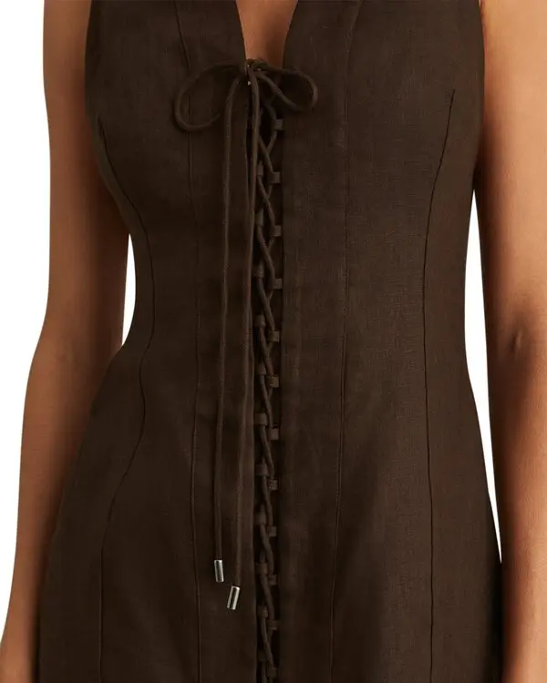 REISS Amelia Tie Detailed Midi Dress - Chocolate
