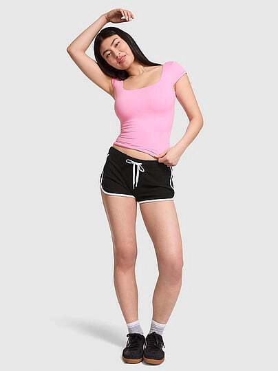 Pink Soft Modal Micro Shorts - Black