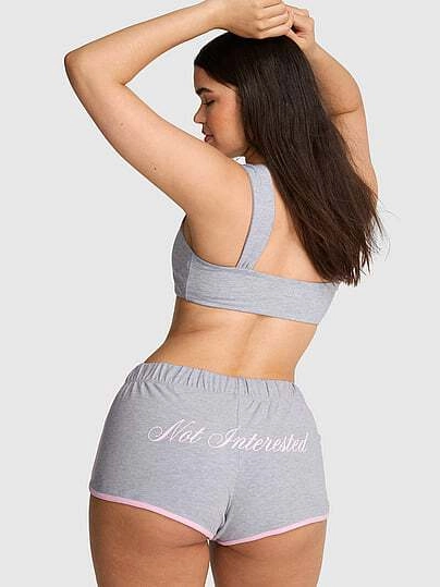 Pink Soft Modal Micro Shorts - Grey