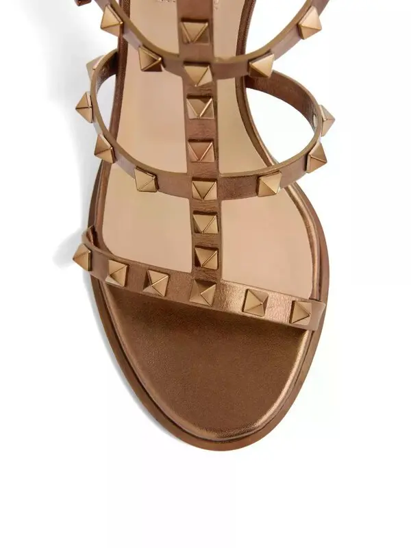 Valentino Garavani Rockstud Metallic Ankle-strap Sandals - Brown