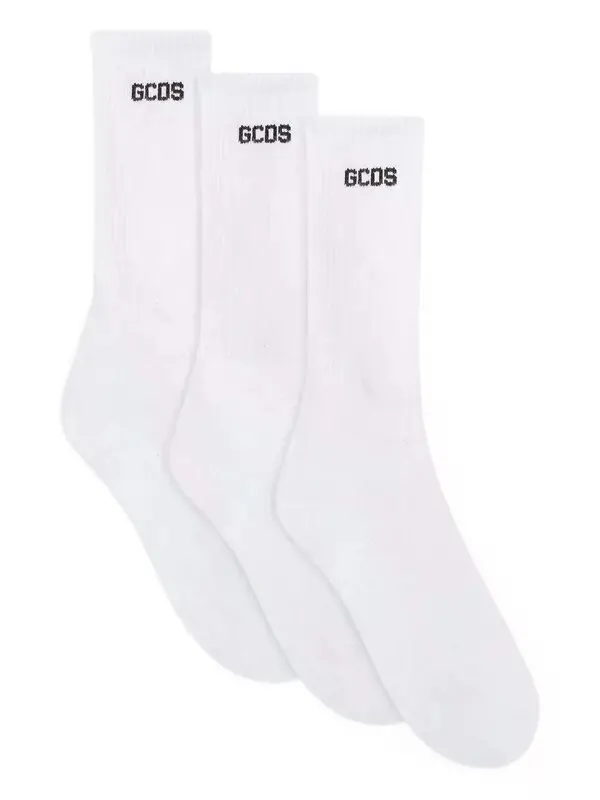 Gcds Logo Jacquard Socks - White