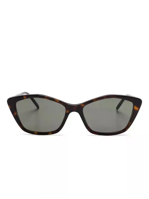 Saint Laurent Geometric-frame Sunglasses - Brown