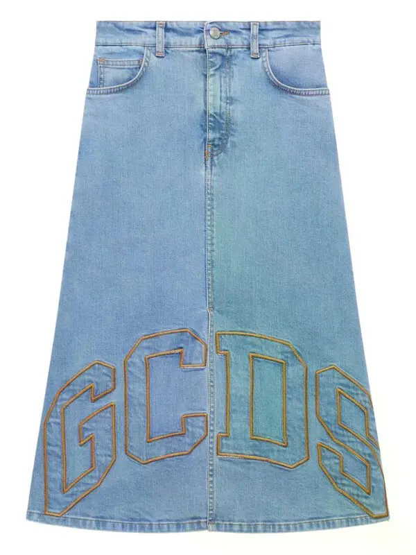 Gcds Logo-embroidered Skirt - Blue