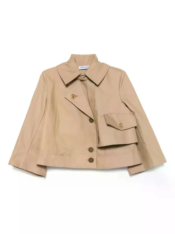 Dice Kayek Cropped Trench Jacket With Pleated Back