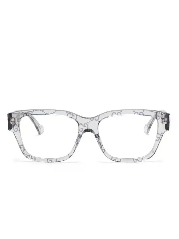 Gucci Gg-logo Square Frame Glasses - Grey