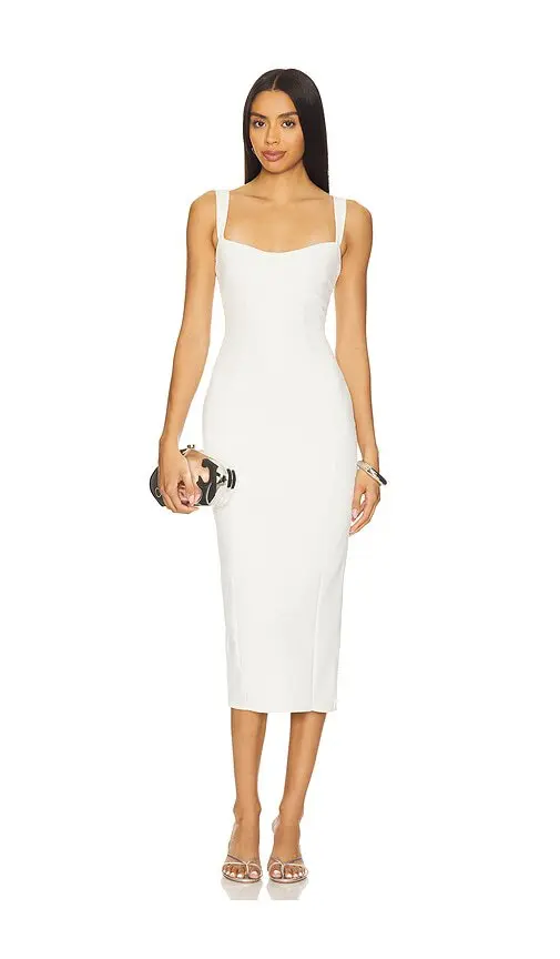 Good American Sculpting Crystal Sweetheart Midi Dress - Cloud White001