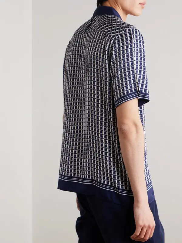 Mr P. Camp-collar Printed Ecovero™-twill Shirt